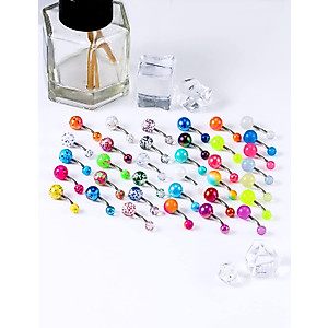 Boernfnso Belly button Rings 14g Plastic Belly Button Rings 35PCS Surgical Steel Belly Button Piercing Kit Cute Belly Button Rings Snake Belly Button Rings Banana Piercing Curved Barbell Jewelry 10mm
