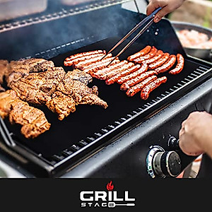 Reusable Heavy Duty Grilling Mat Set - BBQ Mats For Grilling Prevent Food From Sticking & Falling In Between The Grates - Easy To Clean Durable 500 Degree Nonstick Grill Mat - Set Of 2