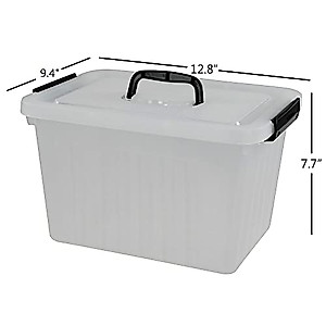 Ramddy 12 Quart Clear Storage Box with Lid and Black Latches, 1 Pack