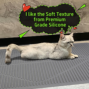 Mofason Cat Litter Mat XXL - Waterproof Kitty Litter Box mat for Floor - Extra Large Pet Trapping Litter Rug Pad - Silicone Cat Supplies &amp; Accessories for Indoor Cats (38&quot; x 25&quot;) -Grey