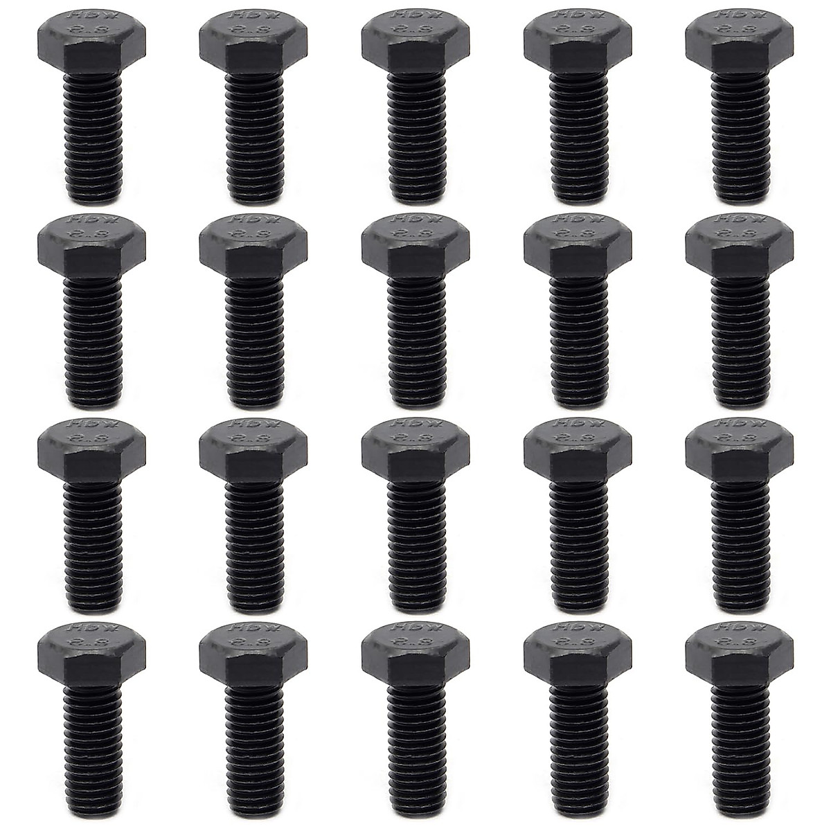MroMax 20Pcs M10 x 25mm Hex Head Screw Bolt, Carbon Steel Grade 8.8, Black Oxide Finish, Full Thread, Hexagon Head Bolts for Furniture Repair