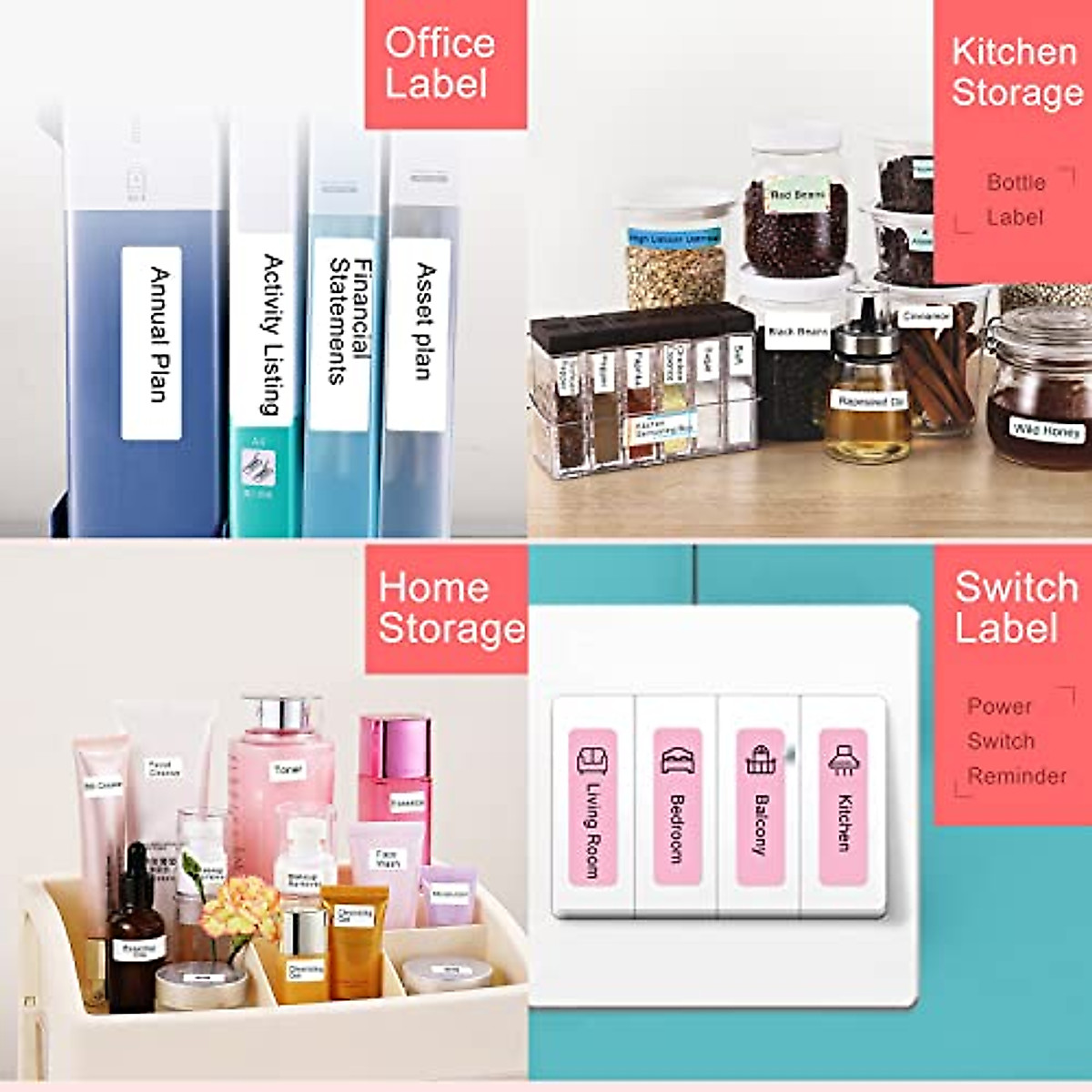 mewmewcat Thermal Printing Label Paper,Thermal Printing Label Paper Barcode Price Size Name Blank Labels Waterproof Tear Resistant 14 * 40mm 160pcs/roll for Home Organizer Supermarket Store Catering