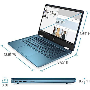 HP Newest X360 2-in-1 Chromebook 14" HD Touchscreen Laptop, Intel Celeron N4000(Up to 2.8GHz), 4GB DDR4 RAM, 128GB Space(64GB eMMC+64GB Card), WiFi, Webcam, USB Type-C, Chrome OS, Forest Teal JVQ MP