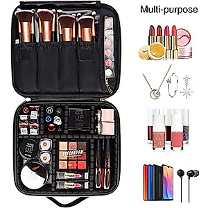 Travel Makeup Case,Chomeiu- Professional Cosmetic Makeup Bag Organizer Makeup Boxes With Compartments Neceser De Maquillaje(Black-M)
