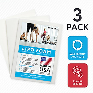 IMPRESA White Liposuction Foam Pads - 3 Pack - Aftercare for Liposuction, Tummy Tuck Surgery, and C-Sections - Great to Use with Post Surgery Compression Garments or Medical Corset (8 x 11 x 0.5 in)