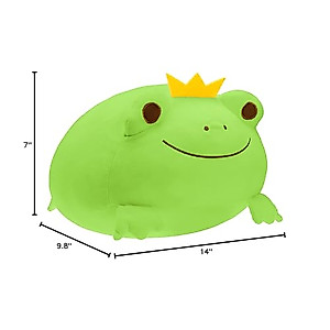 ROCHEMON Cute Frog Plush Stuffed Animal,Soft Frog Plushie Hugging Pillow, Frog Plushie Toy Gift for Kids Toddlers Grils Boys Children Green Frog 14 inch