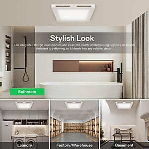 VIVOSUN Bathroom Ventilation and Exhaust Fan with LED Light, Ceiling Mount Vent Fan & Adjustable Light Combo, 1.0 Sones, 110 CFM, 4 Inch Duct Fan for Bath, Shower, Office, Restroom, 105 sq. ft