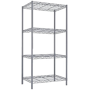 Home Basics 4 Tier Steel Wire Shelf Rack Heavy Duty Storage Shelving Unit for Kitchen Pantry Laundry Garage Closet Utility Organization , Grey