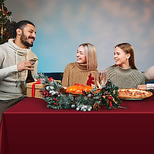 16 Pack Maroon Plastic Tablecloth for Rectangle Tables, Premium Decorative Burgundy Disposable Table Cloths for Parties, Rectangle Party Table Cover for Birthday Anniversary Graduation, 54x108 Inch