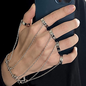 Hand Chain Bracelet Ring Bracelet Hand Chain Dainty 14K Gold Finger Ring Bracelet Trendy Adjustable Rhinestone Finger Ring Hand Chain for Women Gifts Trendy Stuff