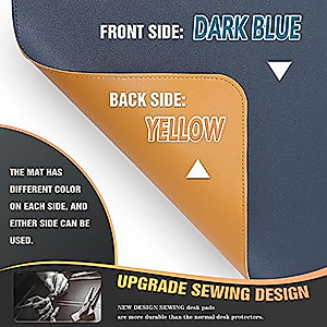 Knodel Desk Mat, Dual-Sided Office Desk Pad, Mouse Pad, Waterproof Desk Mat for Desktop, Desk Pads & Blotters, PU Leather Desk Pad Protector (31.5" x 15.7", Dark Blue)