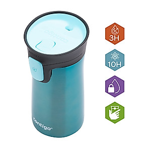 Contigo Pinnacle Autoseal Travel Mug, Stainless Steel Thermal Mug, Vacuum Flask, Leakproof Tumbler, Coffee Mug with BPA Free Easy-Clean Lid, 300 ml, Blue