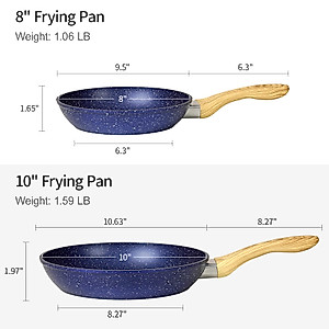 Innerwell Frying Pan Set with Lid, 8" & 10" Fry Pan Set with APEO & PFOA-Free Stone-Derived Interior, Nonstick Frying Pans,Nonstick Skillets Set, Induction Compatible, Star Blue