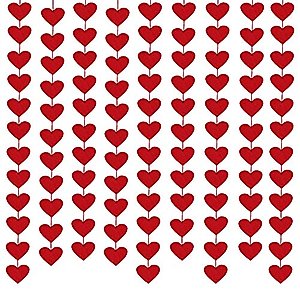 100 Hearts Felt Garland Valentines Day Red Heart Hanging String Garland 4Pack (Each 10ft) Valentines Day Decorations Wedding Anniversary Festival Birthday Home Windows Background Party Supplies