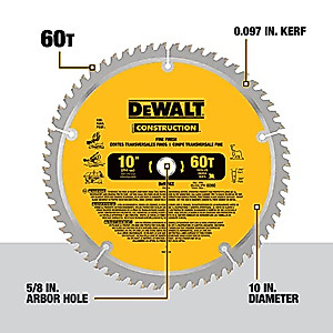 DEWALT 10-Inch Miter / Table Saw Blades, 60-Tooth Crosscutting & 32-Tooth General Purpose, Combo Pack (DW3106P5)