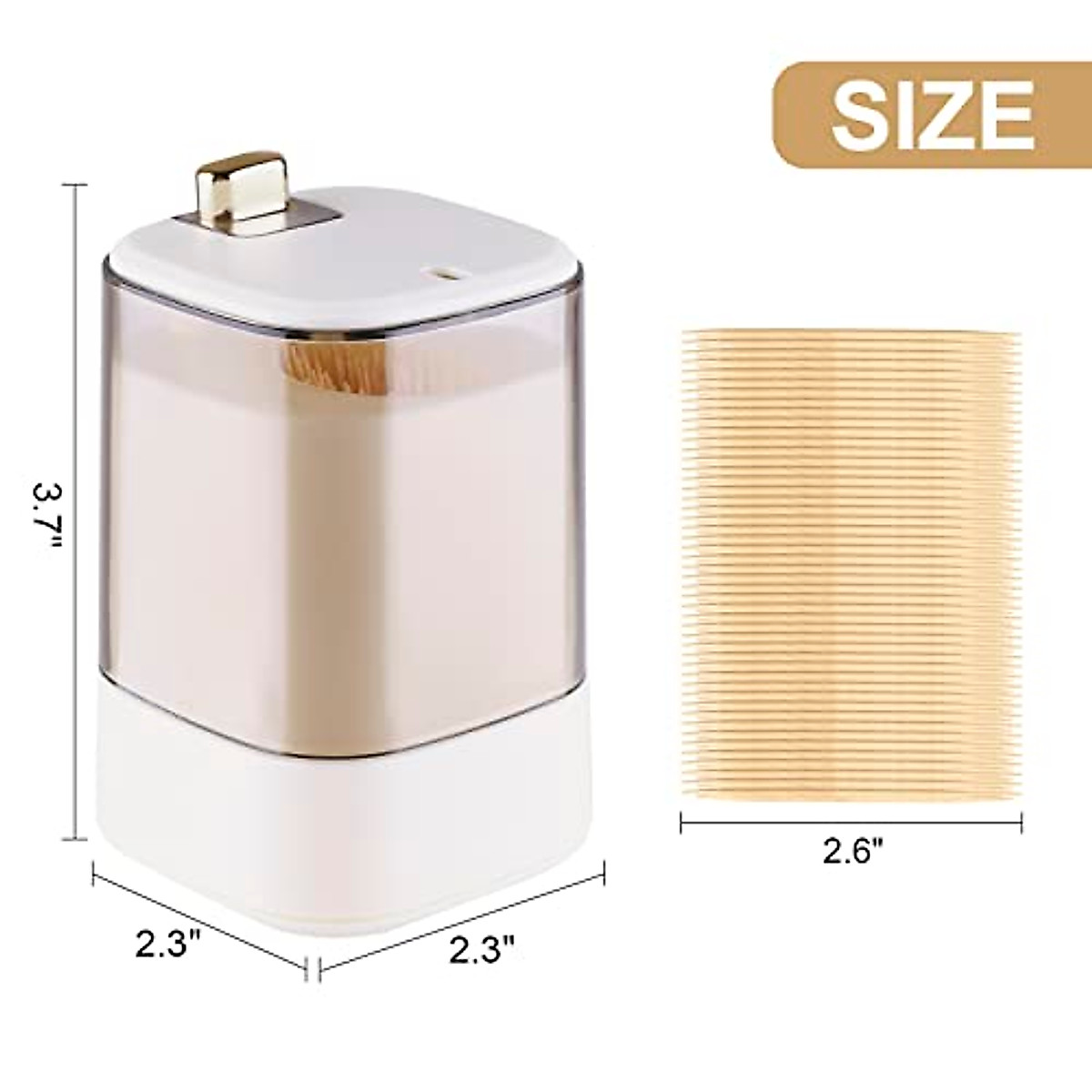 Toothpick Holder Dispenser——2pcs Pop-Up Automatic Toothpick Dispensers with 1,000 Toothpicks for Home Livingroom Kitchen Restaurant, Thickening Toothpicks Container, Novelty Sturdy Secure Toothpick Storage Box (A-WHITE*2)