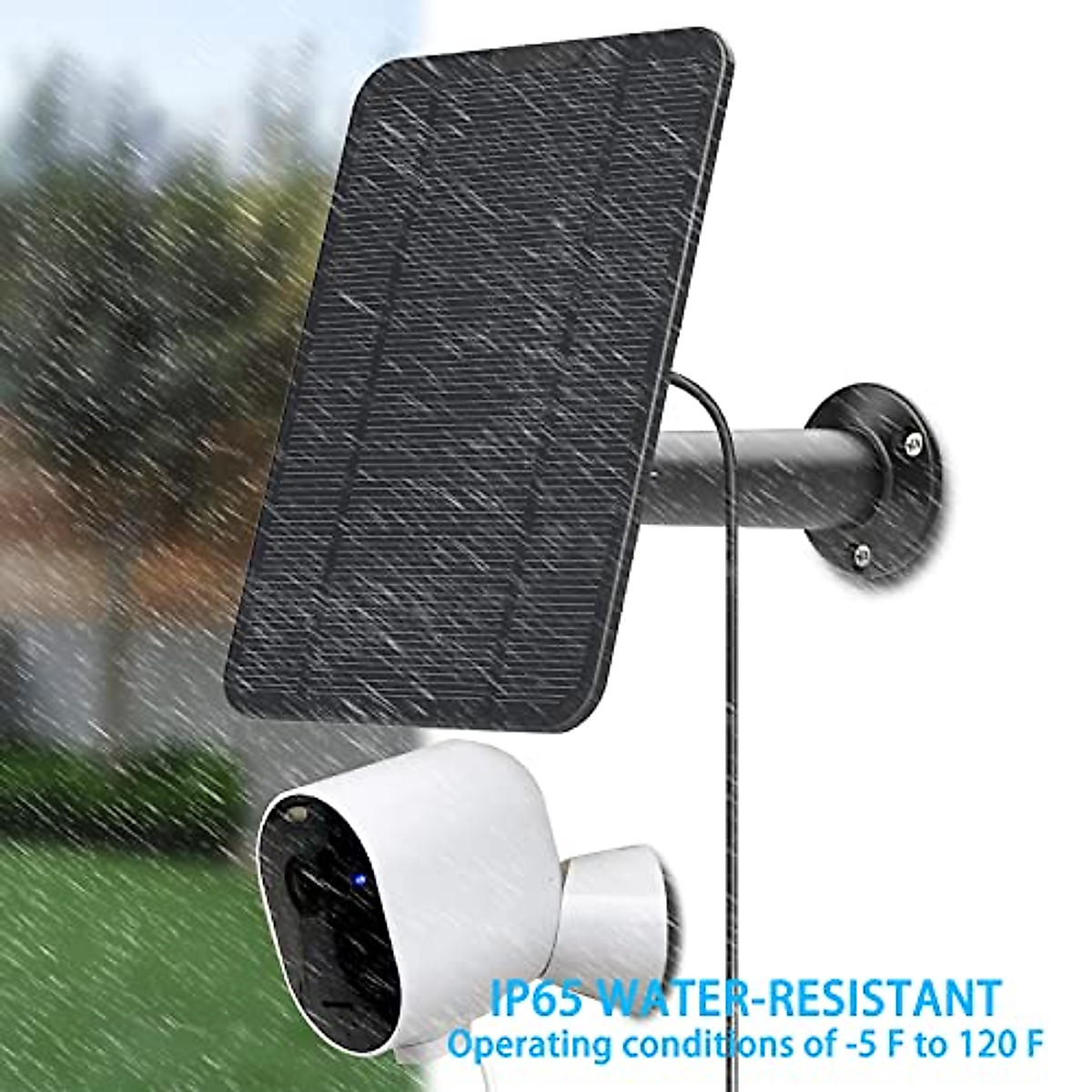 4W 6V Solar Panel Compatible with Arlo Pro 3/Pro 4/Arlo Ultra/Ultra 2 & Arlo Go 2 only, Includes Secure Wall Mount, IP65 Weatherproof,13.1ft Power Cable-Black