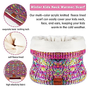 Girls Winter Hat, Gloves & Scarf Set - Fleece Lined with Pom Beanie, Neck Warmer & Mittens for Toddler & Children