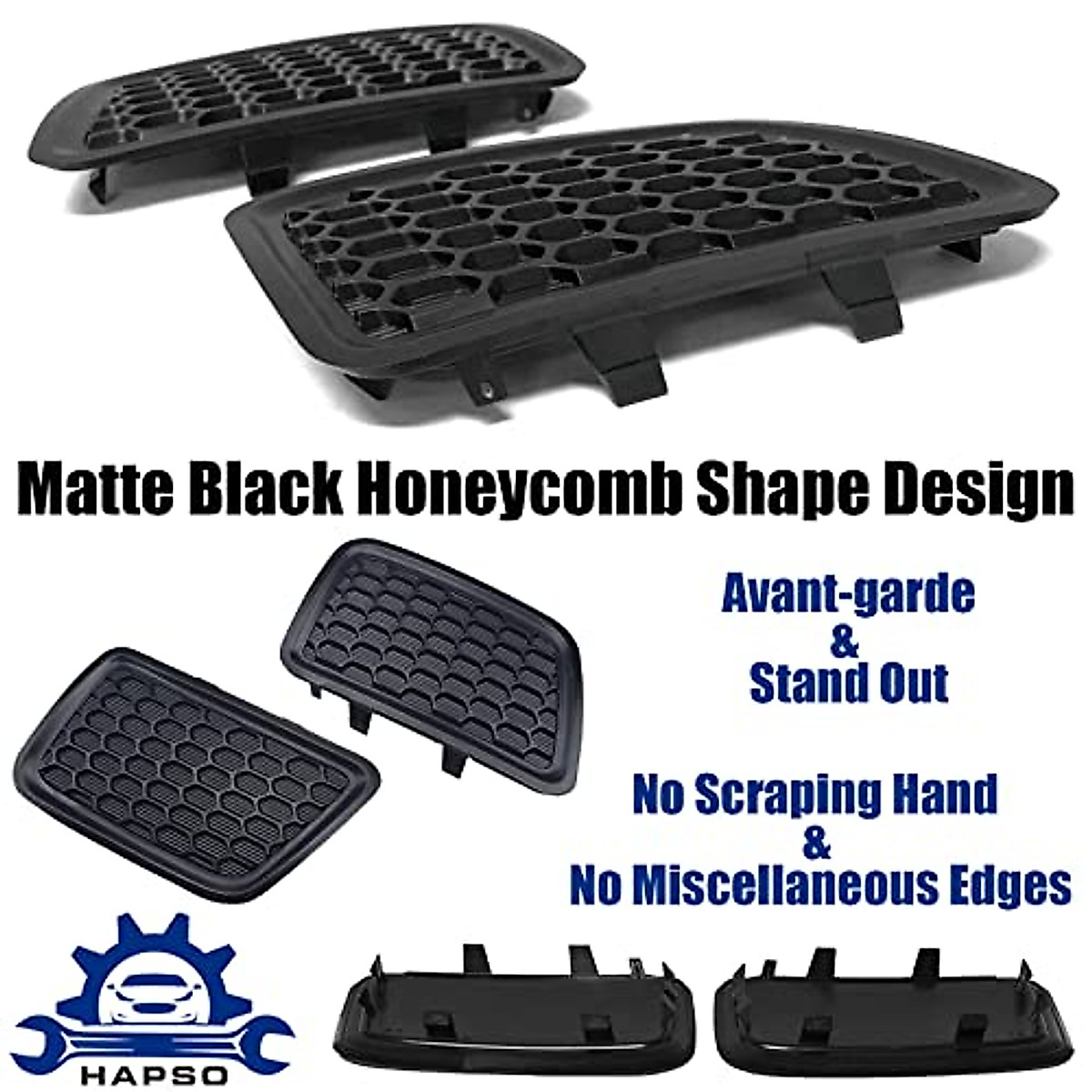 HAPSO Front Lower Grille Tow Hook Cover Fit For 2014-2016 Jeep Grand Cherokee Pair Driver & Passenger Side OEM Replace 68143099AC 68143098AC