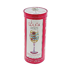 Enesco Designs by Lolita Happy Birthday Roller Coaster Hand-Painted Artisan Wine Glass, 1 Count (Pack of 1), Multicolor