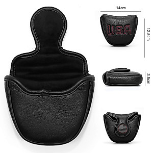Golf Putter Cover, Putter Headcovers Golf Club Head Covers Putter Headcover for Blade Leather Golf Mallet Putter Head Covers with Magnetic for All Brands USA Style