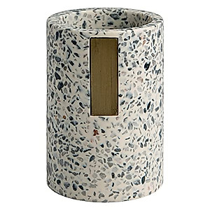 Allure Home Creation Lerrazzo 4-Piece Resin with Bamboo Bathroom Accessory Set in Grey/Natural Terrazzo Look Finish