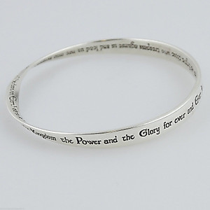 FashionJunkie4Life Sterling Silver The Lord's Prayer Mobius Bangle Bracelet, Polished