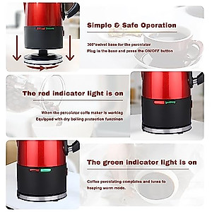 WerkWeit Electric Coffee Percolator 12 Cup Stainless Steel Percolator Coffee Maker with Cord-Less Server and Easy Pour Spout Quick Brew Percolator Coffee Pot 1.5L Capacity