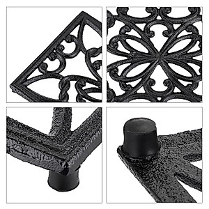 Sumnacon 2Pcs Rectangle 10 x 6.1 Inch Cast Iron Trivet - Rustic Heat Resistant Metal Trivet for Hot Dish Pot Pan Teapot, Vintage Sturdy Hot Plate Pad for Kitchen Dining Countertop Table