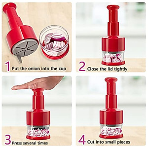 Food Chopper, Manual Hand Vegetable Chopper Onion Chopper Dicer Vegetable Chopper Cutter Mincer for Veggies Onions Garlic Nuts Salads