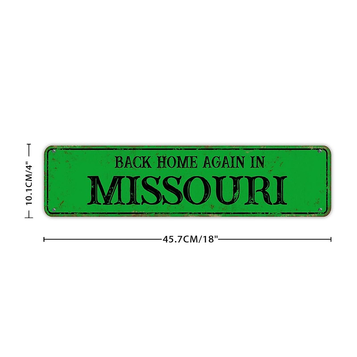 Gate Home Décor Metal Signs Outdoor Back Home Again in Missouri Decorative Gifts Posters USA American State Outline Customized Metal Plaque for Pubs Club Front Door Terrace Wall Décor 4x18in