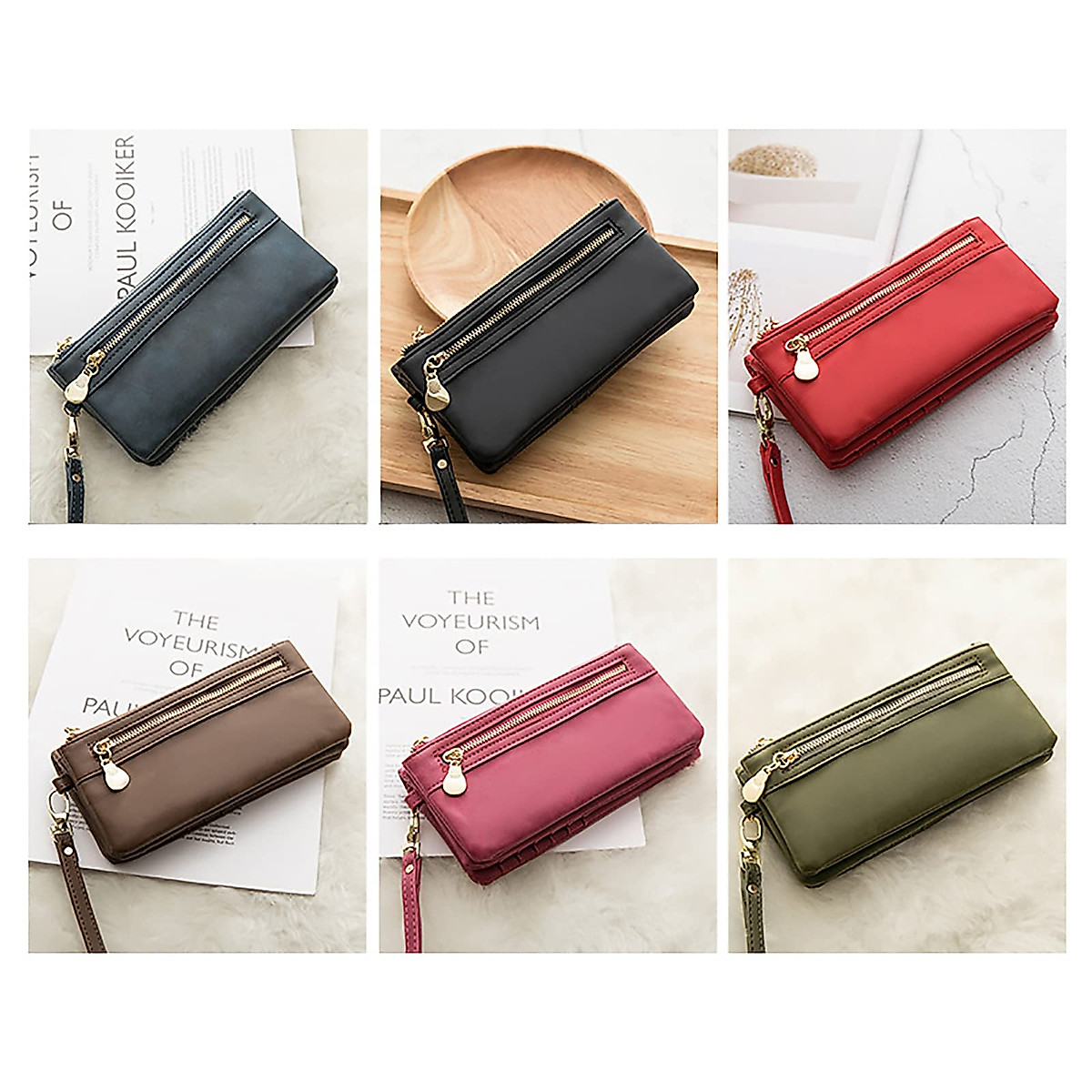 Women's Large Capacity Zip Wallet Phone Holder Clutch Travel Long Purse Wristlet (Dark Green)