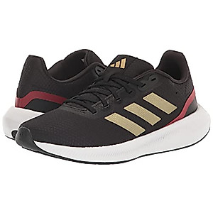 adidas Men's Run Falcon 3.0 Shoes Sneaker, Core Black/Gold Metallic/Better Scarlet, 8
