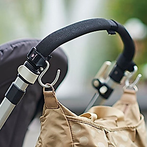 Think King Mighty Buggy Hook for Stroller, Wheelchair, Rollator, Walker, 2 Pack, Black/Brushed Aluminum, 2 Count (Pack of 1)