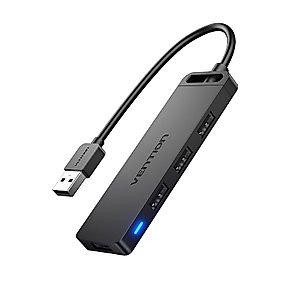 USB Hub, VENTION 4-Port USB Hub 2.0 Splitter with Charging Port for Notebook PC, USB Flash Drives, Mobile HDD for MacBook Pro, iMac, Surface Pro, XPS (0.5FT/0.15m)