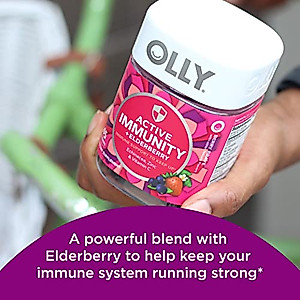 Olly Gummy Active Immunity+Elderberry, 45 Gummies (1 Pack), Berry Flavor