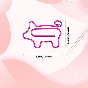 RAYNAG 50 Pieces Cute Pig Shaped Small Paper Clips Bookmark Clips for Office School Home ,Pink