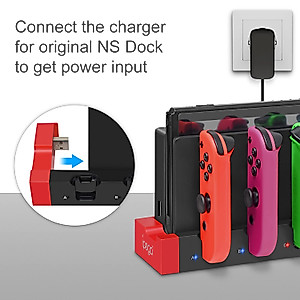 FYOUNG Charger for Switch &Switch OLED Joy Cons Controllers, Charging Dock Base Station for Nintendo Switch Joycons with Indicator, Charger Station Stand for Joy Cons