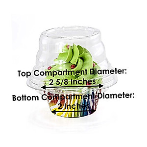 Katgely Individual Cupcake Containers (Pack of 50)- Single Compartment Clear Plastic Cupcake Boxes, Cupcake Holder - Stackable, Deep Dome, Disposable & BPA-Free