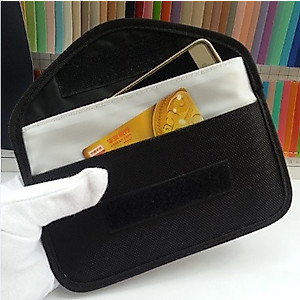 RFID Signal Blocking Bag,Anti-Tracking Anti-Spying Anti Radiation Key Pouch Signal Blocker Jammer Signal Shielding Wallet Case Faraday Bag Car Key FOB for Cell Phone Privacy Protection (Black)