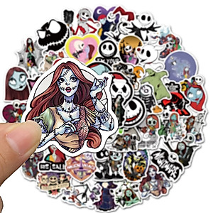 Nightmare Before Christmas Stickers, Halloween Stickers 50 Pack, Cute Vinyl Waterproof Stickers Decals for Laptop, Water Bottles, Guitar, Skateboard Stickers for Teens