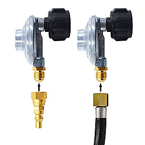 MCAMPAS 1/4" Quick Propane Gas Regulator, QCC1 Propane Adapter Gas Regulator Valve Fittings with1/4 Quick Connector Plug Converter 5lb -20lb Propane Tank Quick Connection Propane Hose for BBQ Grill