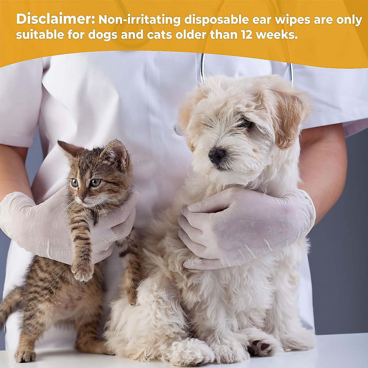 DOCO Dog Ear Wipes - All Natural Finger Veterinary Pet Ear Wipes with Eucalyptus, Aloe - 50 Count