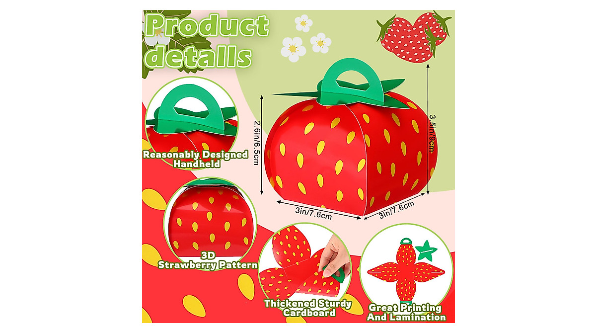 TaoBary 36 Strawberry Party Favor Boxes for Summer Fun