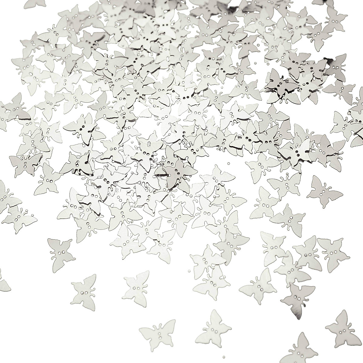 Silver Butterfly Party Table Confetti Wedding Anniversary Birthday Mothers Day Party Foil Metallic Sequin Confetti Engagement Bridal Shower Bachelorette Party Sprinkle Scatter Confetti Decoration, 60g