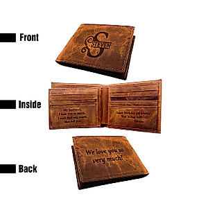 Personalized Leather Wallet for Men, Anniversary Gifts for Husband, Personalized Birthday Gifts for Dad, Boyfriend, Son, Fiance, Fathers Day Gifts, Custom Wallets for Men, Leather Men Wallet