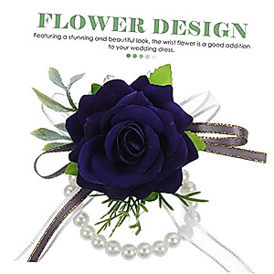 ARTIBETTER 3pcs Wrist Flower Outdoor Decor Flower Wrist Corsage Bridesmaid Bracelets Flower Corsage Wristlet Pearl Decor Hand Wrist Flowers The Flowers Plastic Wrist Chain Bridegroom