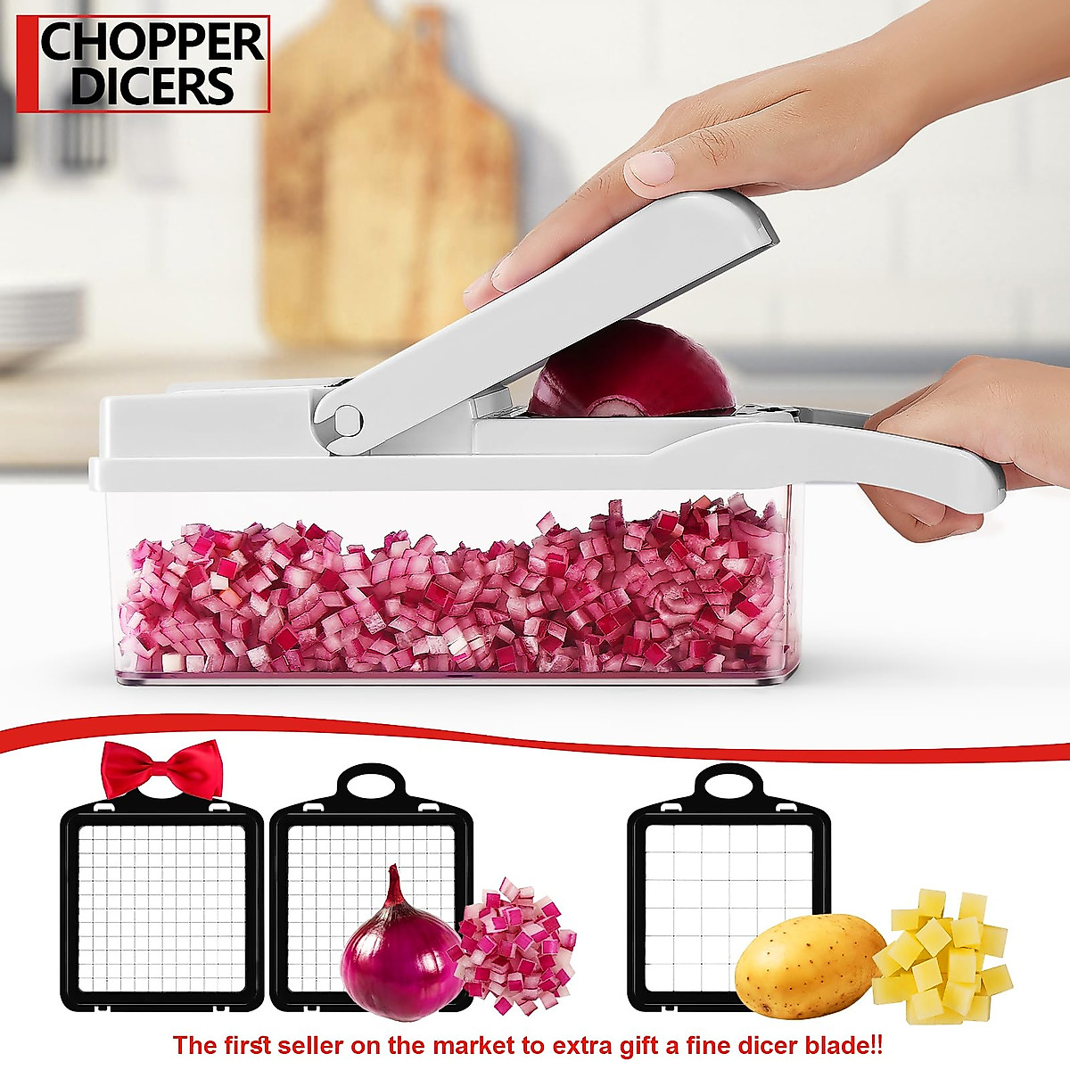 Professional All-in-1 Vegetable Chopper, Veggie Chopper, Chopper Vegetable Cutter, Onion Chopper, Food Dicer Chopper, Mandoline Slicer 9 Inserts