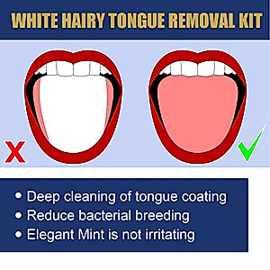 Tongue Cleansing Gel, 50g Ergo Handle 2 Pcs Oral Refreshing Tongue Scrubber Brush Adult Plaque Removal Kit for Bad Breath