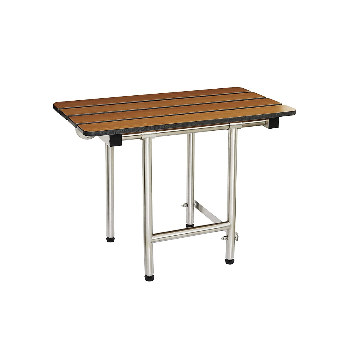 Seachrome 24-inch ADA Folding Shower Seat with Legs, Teak Phenolic Slats